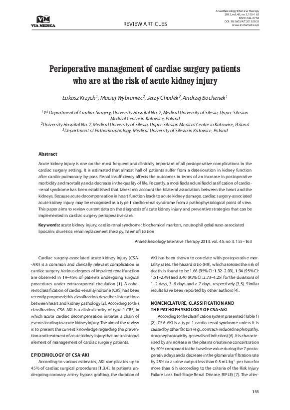 (PDF) Perioperative management of cardiac surgery patients who are at ...