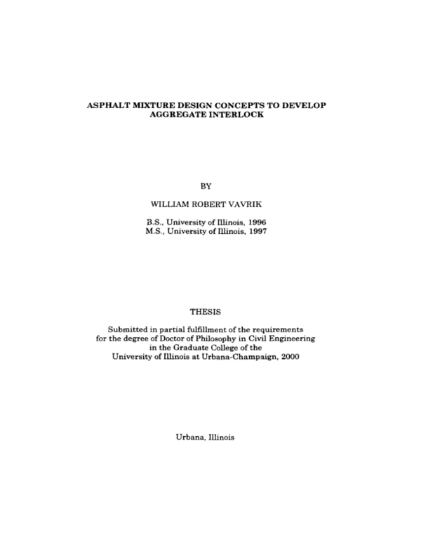 (PDF) Asphalt Mixture Design Concepts to Develop Aggregate Interlock