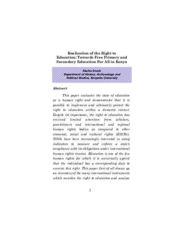 (PDF) Realization of the Right to Education