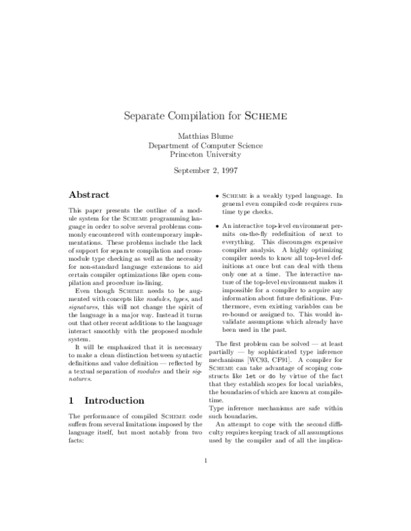 (PDF) Separate compilation for Scheme (PDF) Separate compilation for Scheme