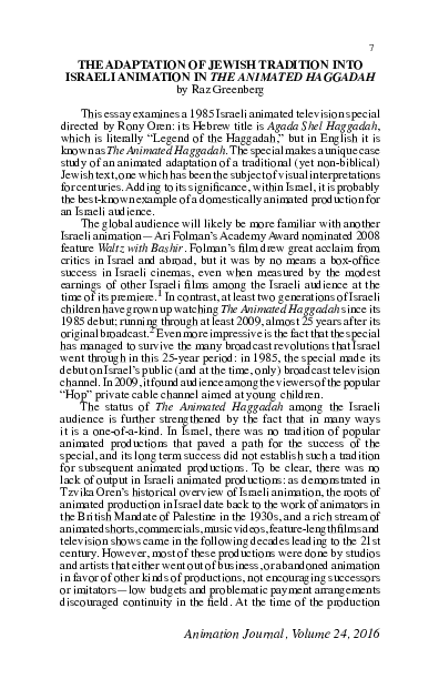 (PDF) The Adaptation of Jewish Tradition Into Israeli Animation in The ...
