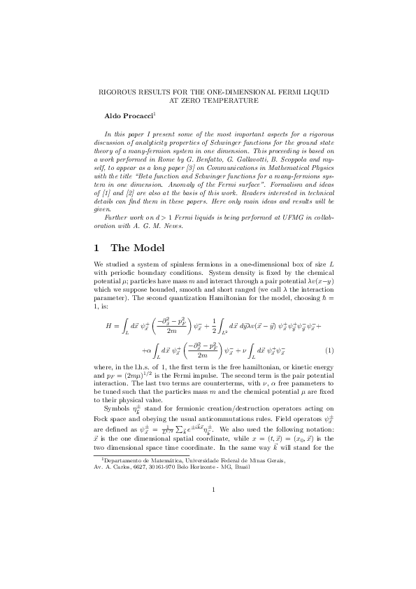 (PDF) Rigorous results for the one-dimensional Fermi liquid at zero ...