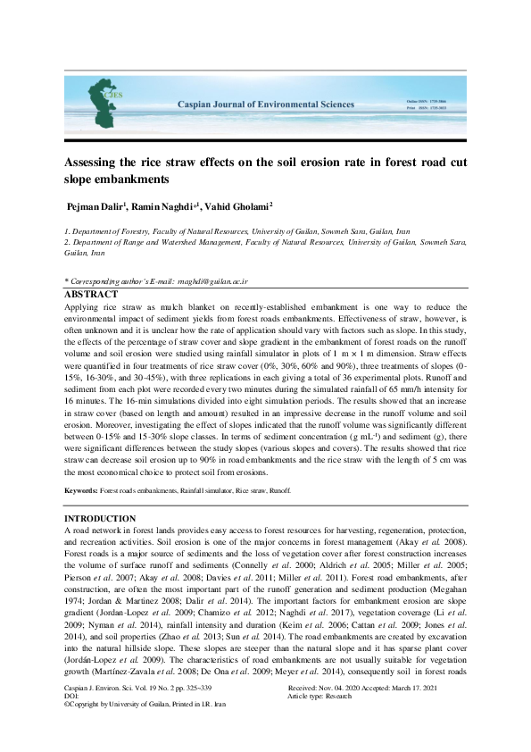 (PDF) Assessing the rice straw effects on the soil erosion rate in ...