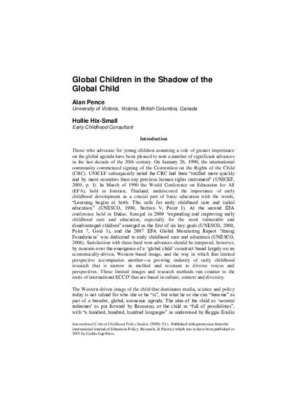(PDF) Global Children in the Shadow of the Global Child