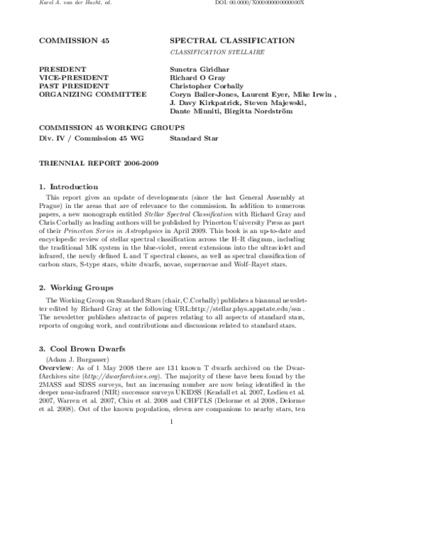 Pdf Commission 45 Spectral Classification Christopher Corbally
