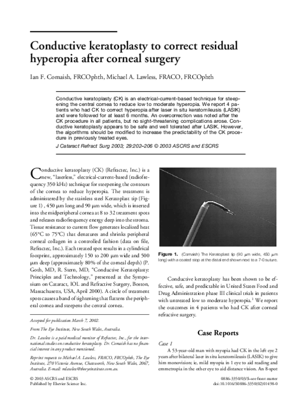 (PDF) Conductive keratoplasty to correct residual hyperopia after ...