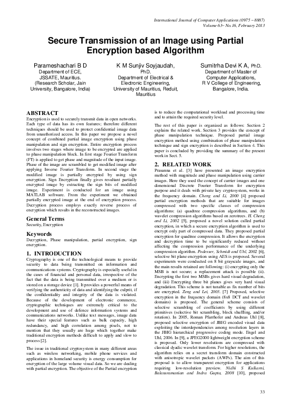 (PDF) Secure Transmission of an Image using Partial Encryption based ...