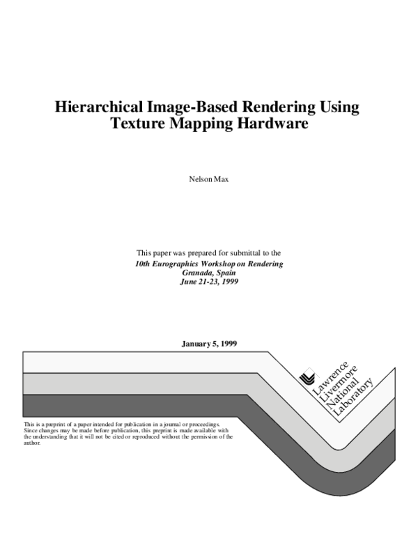 Pdf Hierarchical Image Based Rendering Using Texture Mapping Hardware