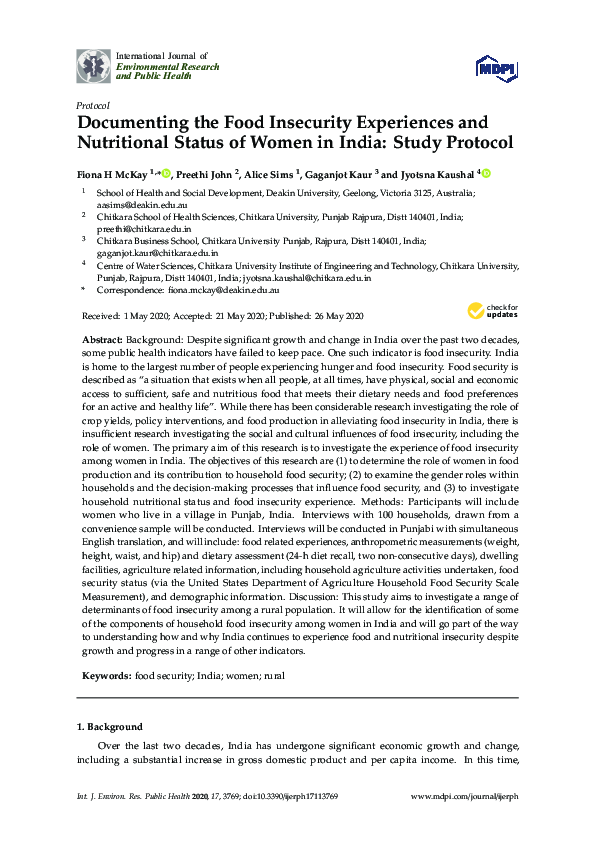 (PDF) Documenting the Food Insecurity Experiences and Nutritional ...