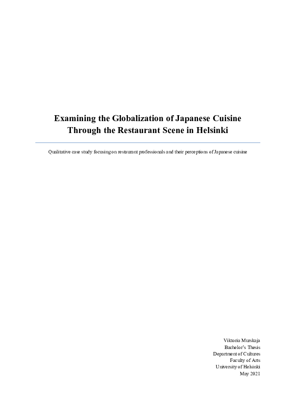 (PDF) Examining the Globalization of Japanese Cuisine Through the ...