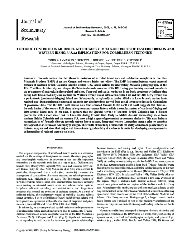 (PDF) Mesozoic Mudrock Geochemistry and Tectonics in Eastern Oregon