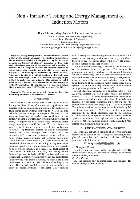 (PDF) Non - intrusive testing and energy management of induction motors ...