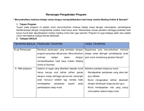 (PDF) Rancangan Pengelolaan Program " Menumbuhkan motivasi belajar siswa dengan mempublikasikan ...