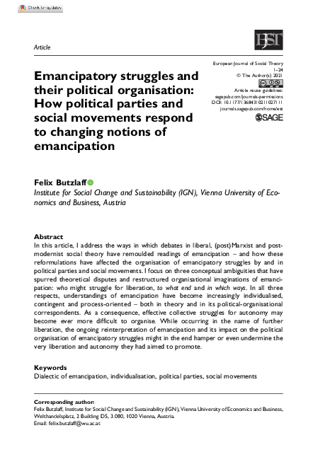 (PDF) Emancipatory struggles and their political organisation: How ...