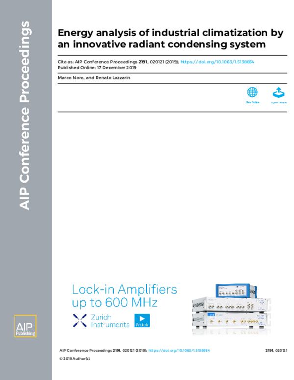 (PDF) Energy analysis of industrial climatization by an innovative ...