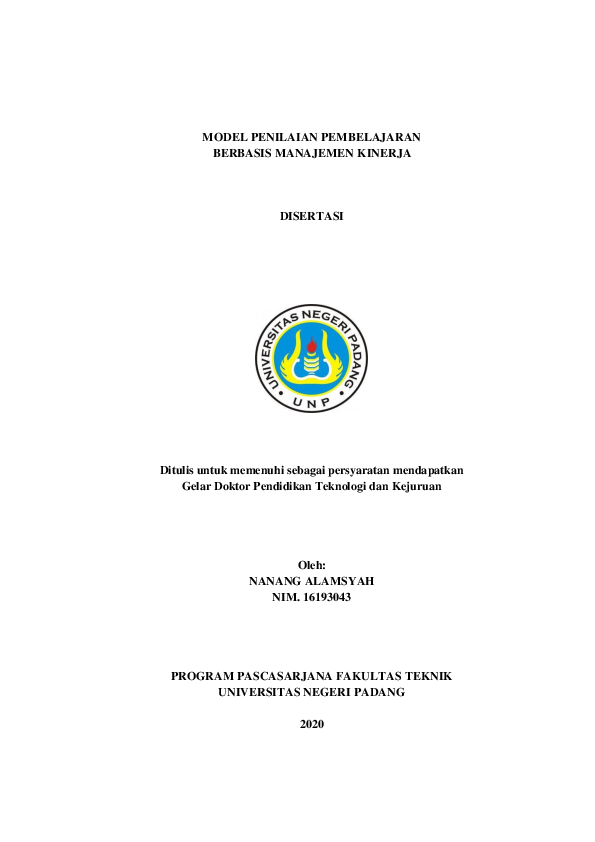 (PDF) DISERTASI: Model Penilaian Pembelajaran Berbasis Manajemen ...
