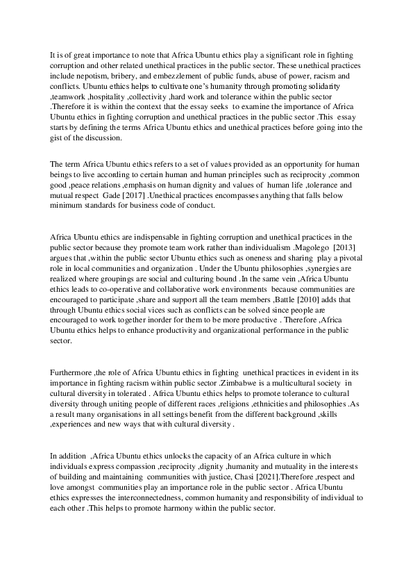 (PDF) African ethics (Ubuntu) discussion