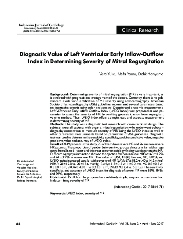 (PDF) Diagnostic Value of Left Ventricular Early Inflow-Outflow Index ...