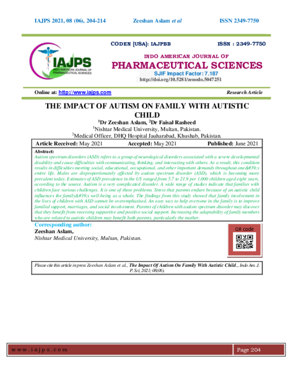 (PDF) THE IMPACT OF AUTISM ON FAMILY WITH AUTISTIC CHILD