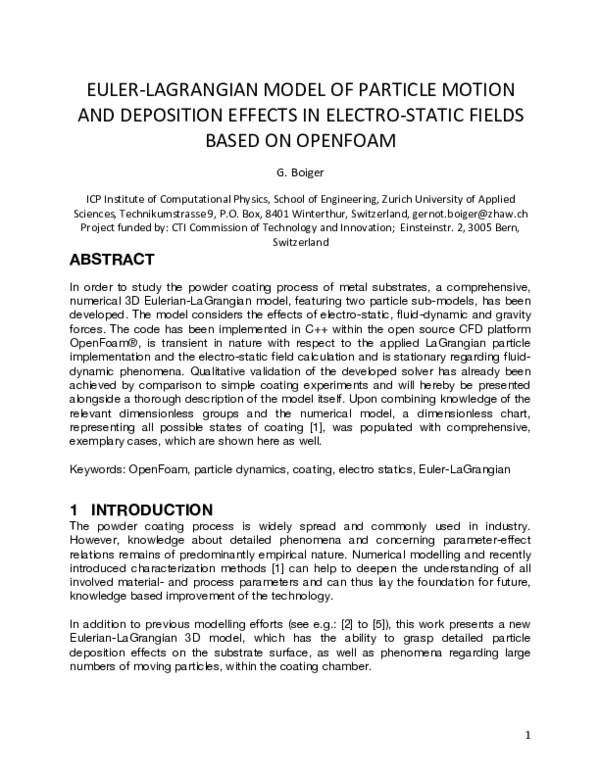 (PDF) Euler-Lagrangian Model of Particle Motion and Deposition Effects in Electro-Static Fields ...
