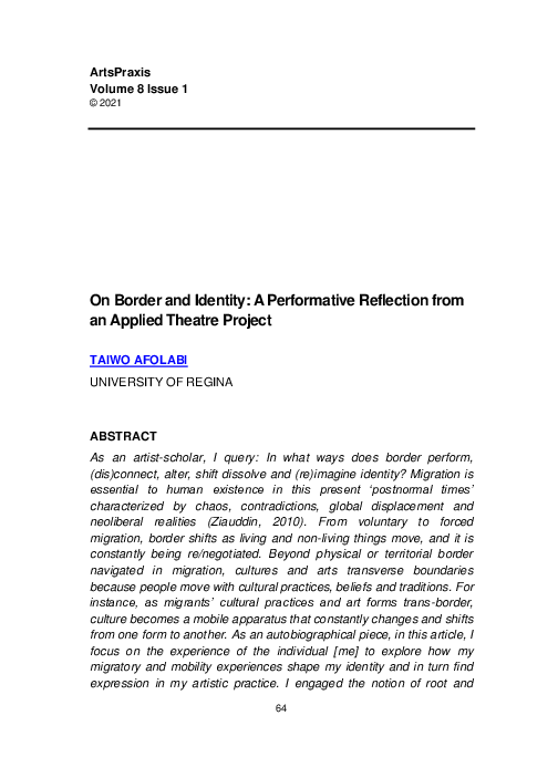 (PDF) On Border and Identity: A Performative Reflection from an Applied ...