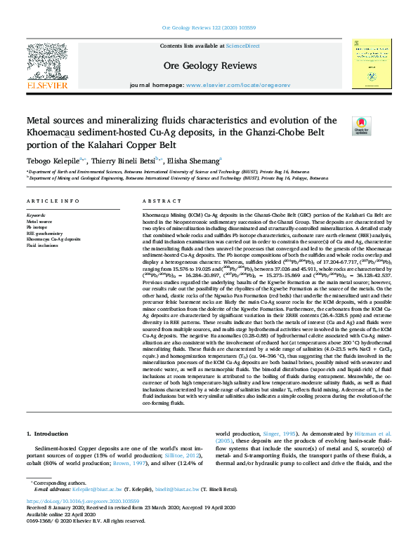 (PDF) Ore Geology Reviews