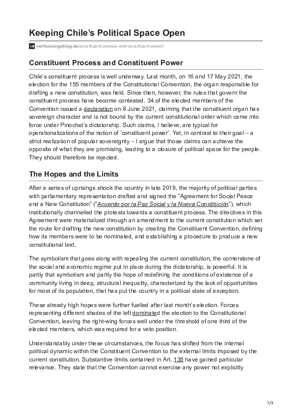 (PDF) Constituent Process and Constituent Power