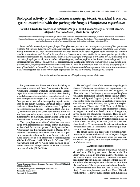 (PDF) Biological activity of the mite Sancassania sp. (Acari: Acaridae ...