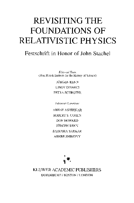 (PDF) Revisiting the Foundations of Relativistic Physics: Festschrift ...