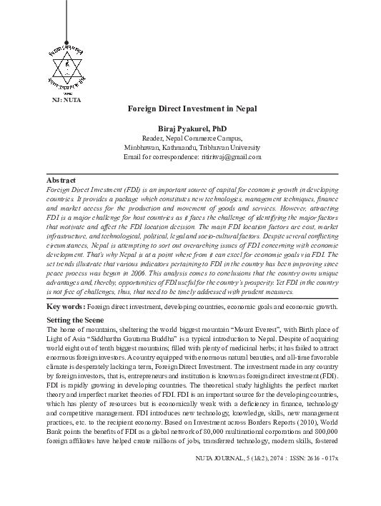 (PDF) Foreign Direct Investment in Nepal