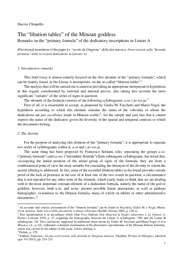 (PDF) The “libation tables” of the Minoan goddess. Remarks on the ...