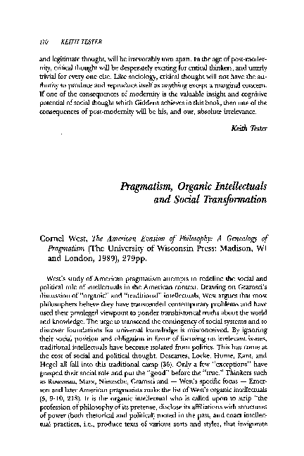 (PDF) Pragmatism, Organic Intellectuals and Social Transformation