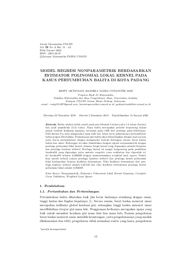 (PDF) Model Regresi Nonparametrik Berdasarkan Estimator Polinomial ...