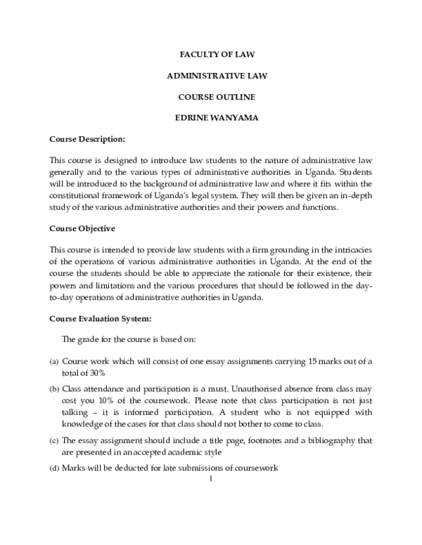 (PDF) Full Administrative Law Reading List and Class Notes