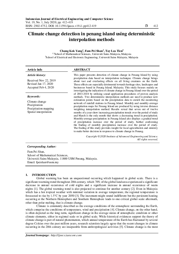 (PDF) Climate change detection in penang island using deterministic ...