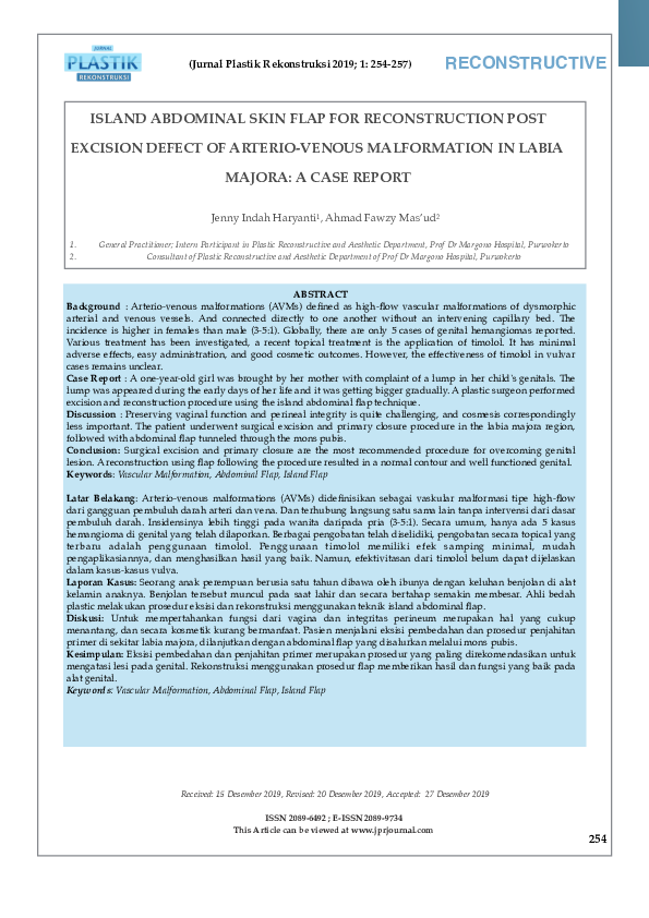 (PDF) Island Abdominal Skin Flap For Reconstruction Post Excision ...