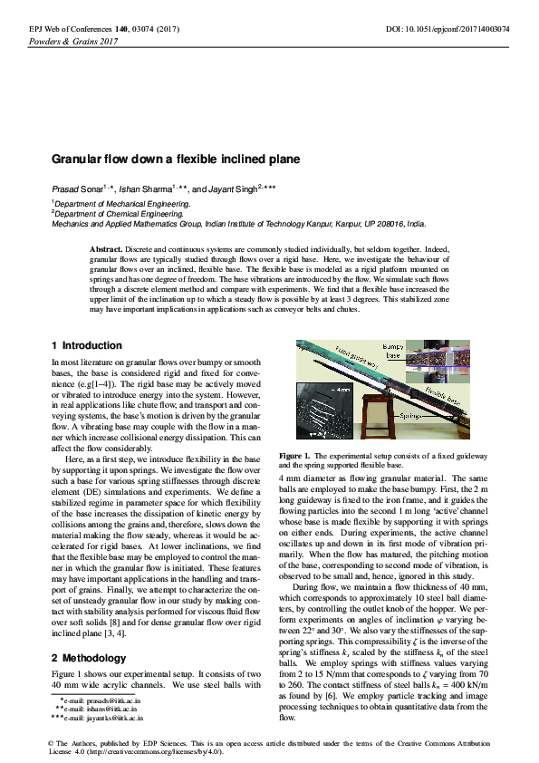 (PDF) Granular flow down a flexible inclined plane