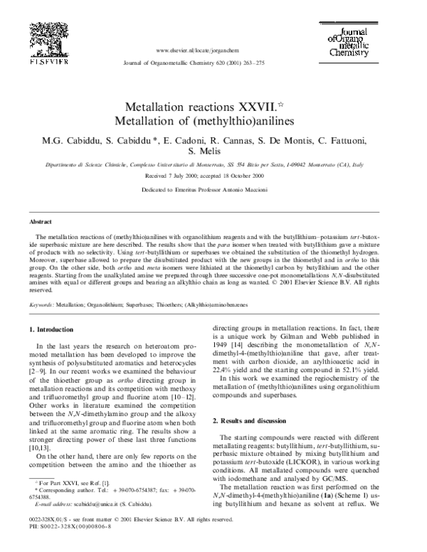 (PDF) Metallation reactions XXVII