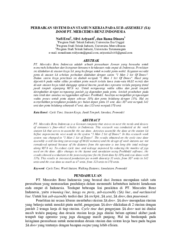 (PDF) Perbaikan Sistem Dan Stasiun Kerja Pada Sub-Assembly (Sa) Door Pt ...