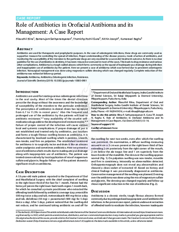 (PDF) Role of Antibiotics in Orofacial Antibioma and its Management: A ...