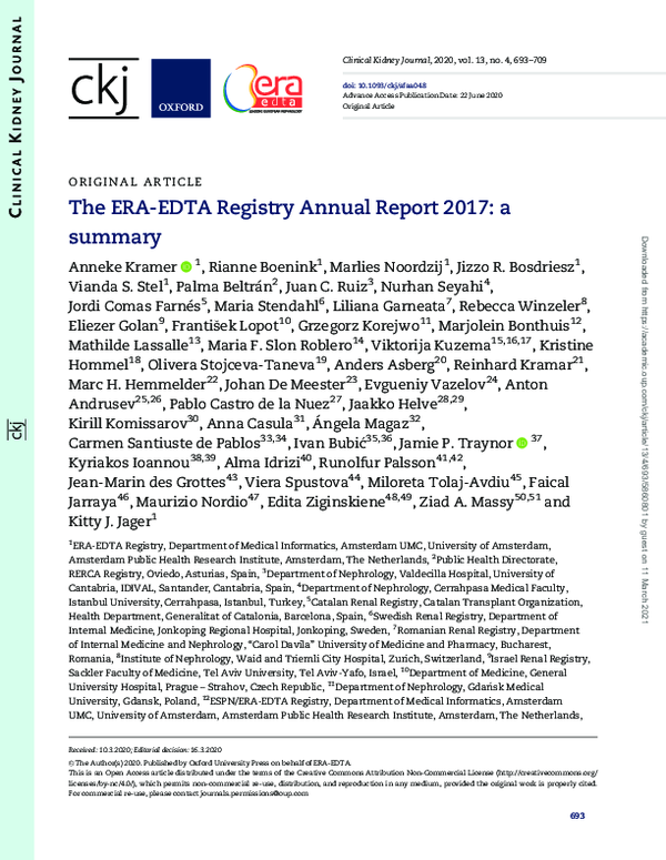 (PDF) The ERA-EDTA Registry Annual Report 2017: a summary