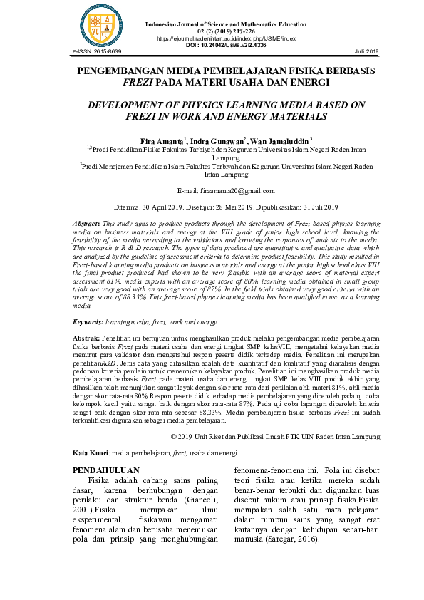 (PDF) Pengembangan Media Pembelajaran Fisika Berbasis | Annisa Nur Shabrina - Academia.edu
