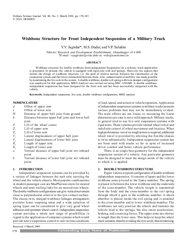 (PDF) Wishbone Structure for Front Independent Suspension of a Military ...