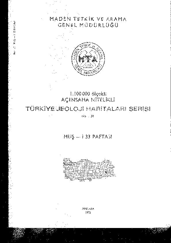 (PDF) 1/100.000 scaled Geological Map Series of Turkey Sheet MUS - I33