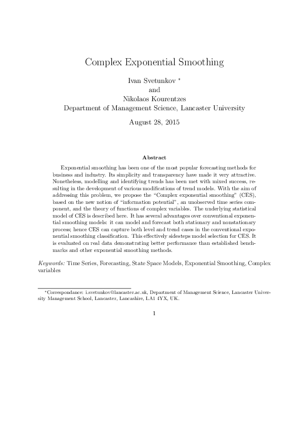 (PDF) Complex Exponential Smoothing