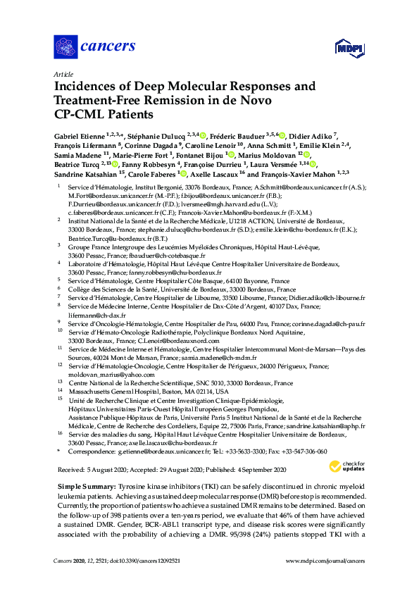 (PDF) Incidences of Deep Molecular Responses and Treatment-Free ...