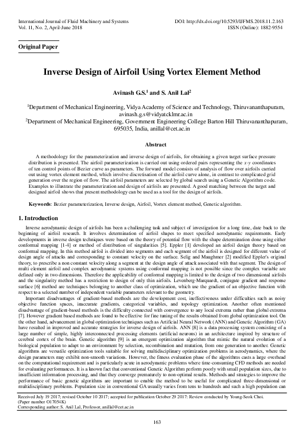 (PDF) Inverse Design of Airfoil Using Vortex Element Method