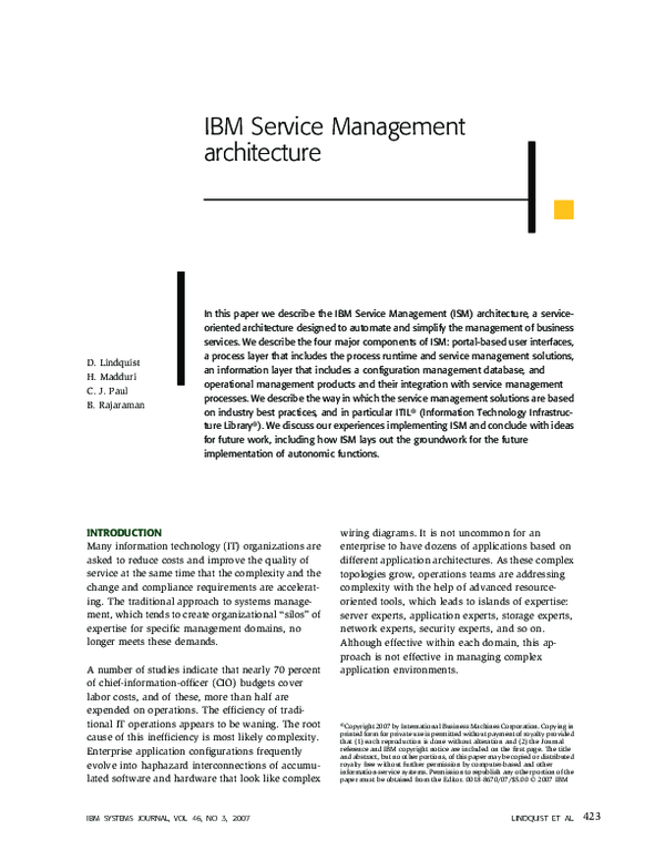 (PDF) IBM service management architecture