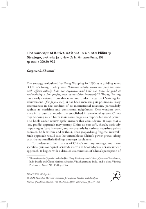 (PDF) BOOK REVIEW - The Concept of Active Defence in China’s Military ...