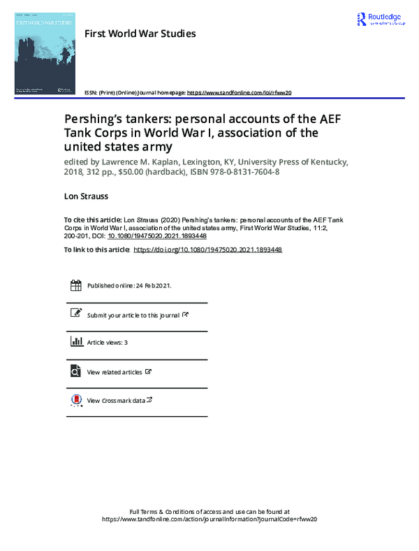 (PDF) Review of Pershing's tankers personal accounts of the AEF Tank ...